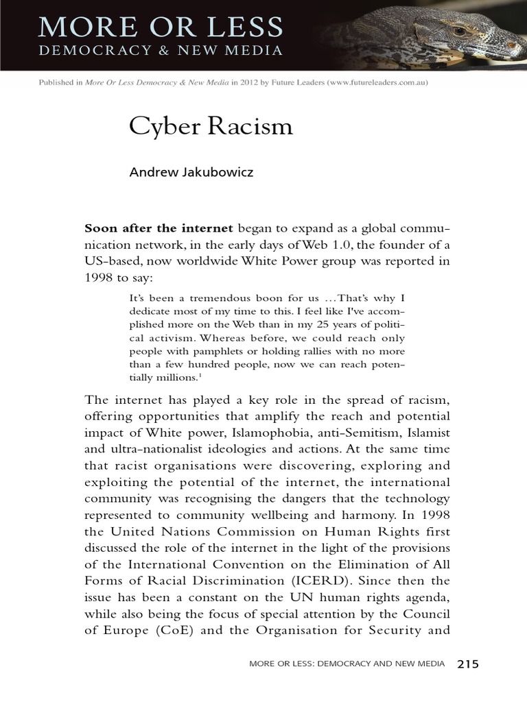 Cyber Racism: Soon After The Internet | PDF | Racism | Discrimination ...