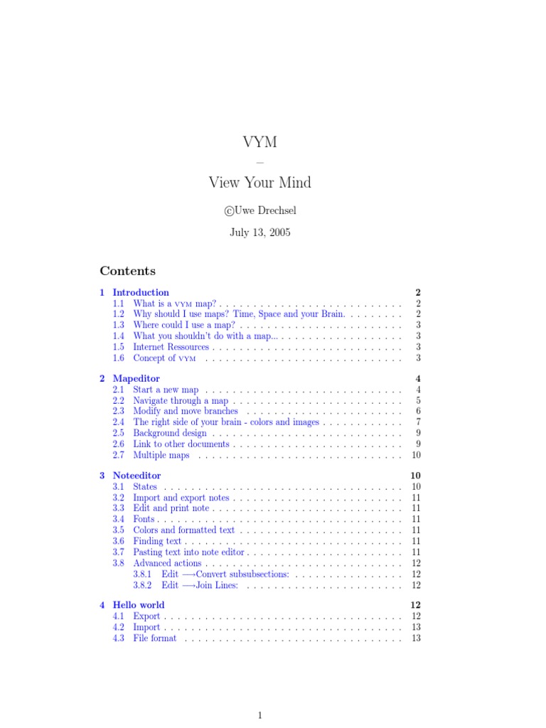 VYM - View Your Mind: C Uwe Drechsel July 13, 2005 | PDF | Button ...