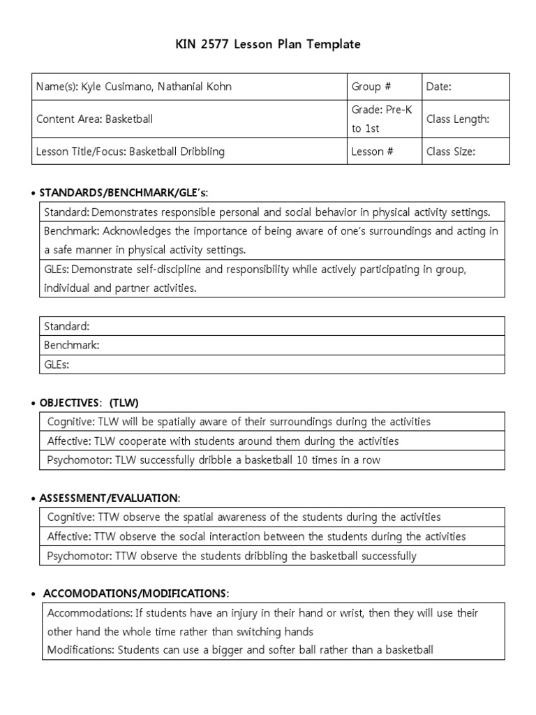 Basketball Dribbling Lesson Plan | PDF | Neuroscience | Psychology