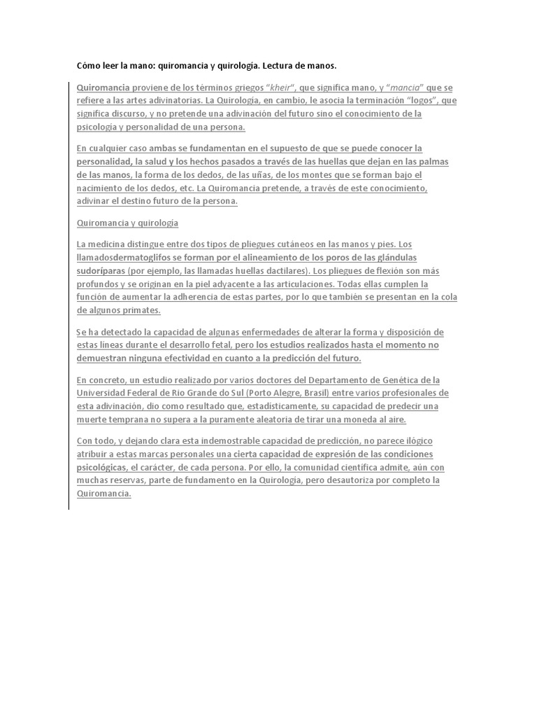 Cómo Leer La Mano | PDF