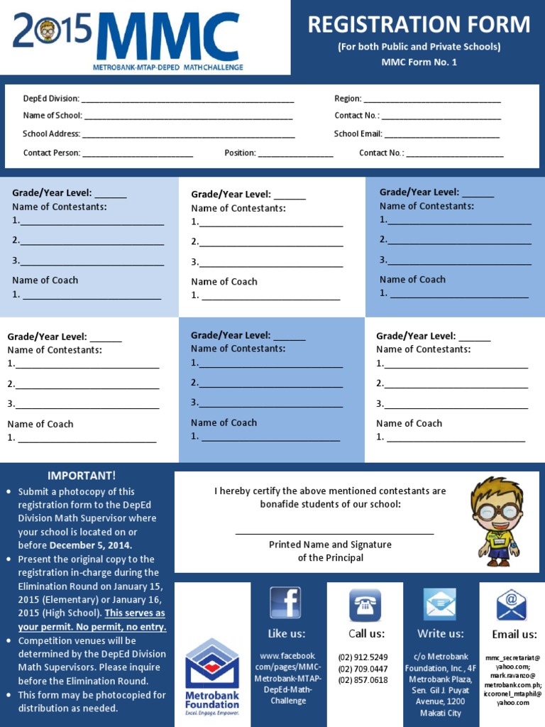 MMC Registration Form for Schools | PDF | Career & Growth