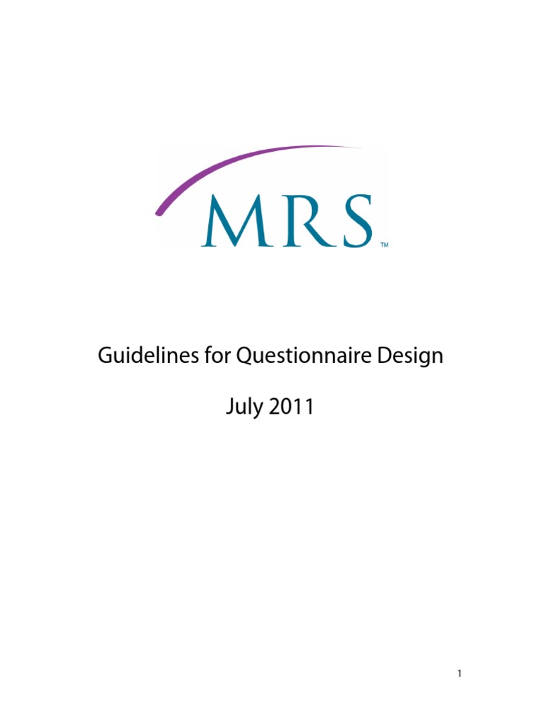 2011-07-27 Questionnaire Design Guidelines | PDF | Survey Methodology ...
