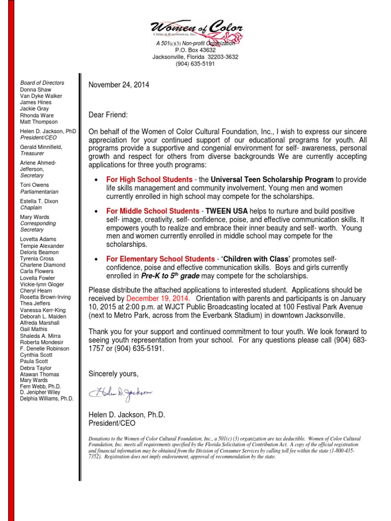 2015 WOCF Application Cover Letter | PDF | Business