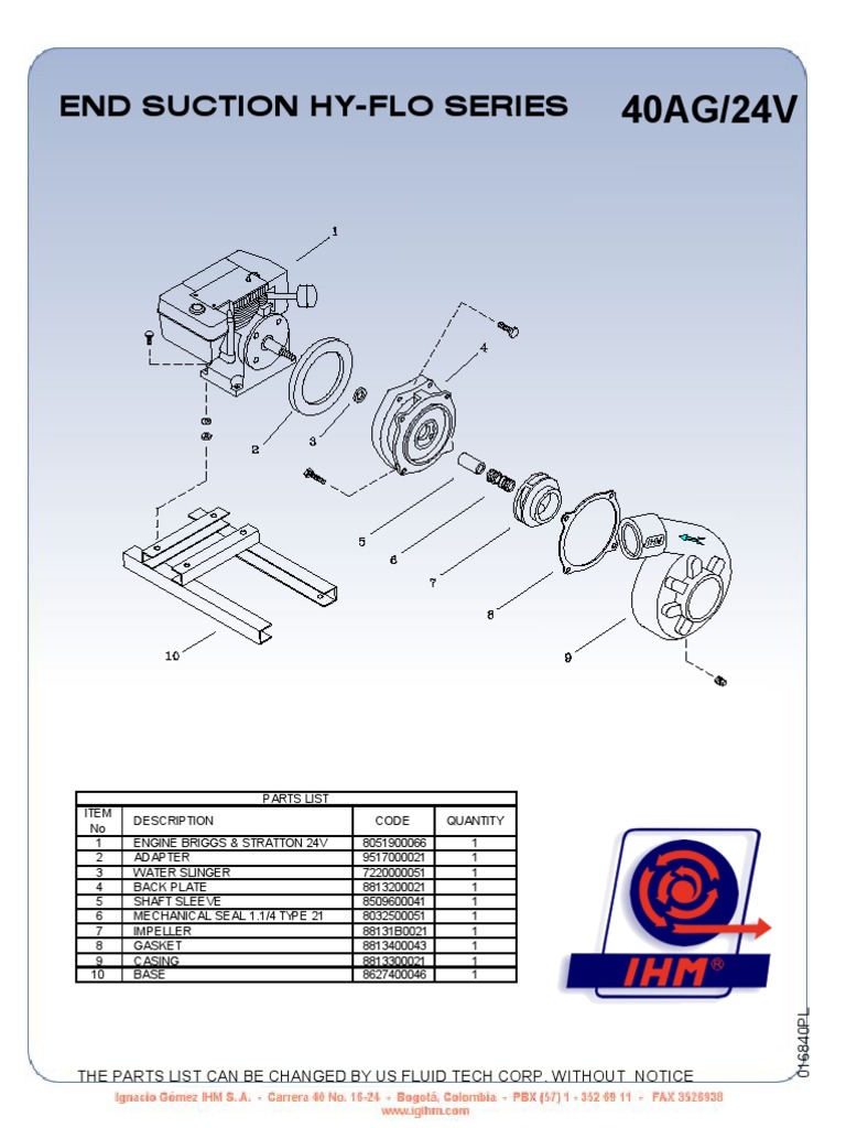 End Suction Hy-Flo Series: The Parts List Can Be Changed by Us Fluid ...