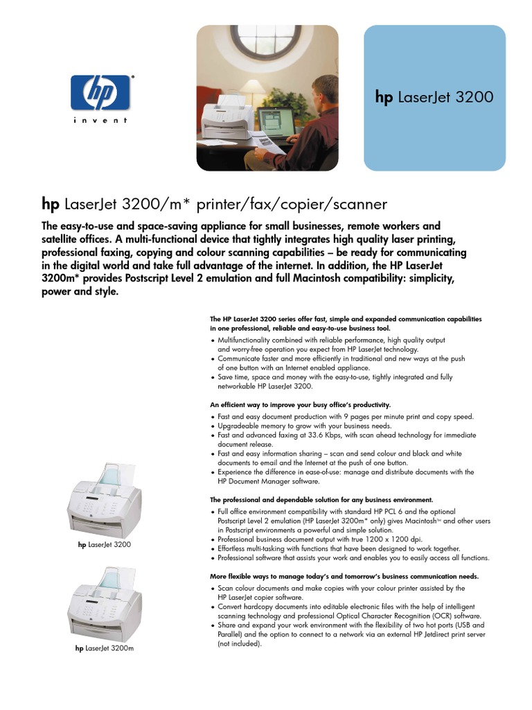 HP Laserjet 3200 | PDF | Image Scanner | Printer (Computing)