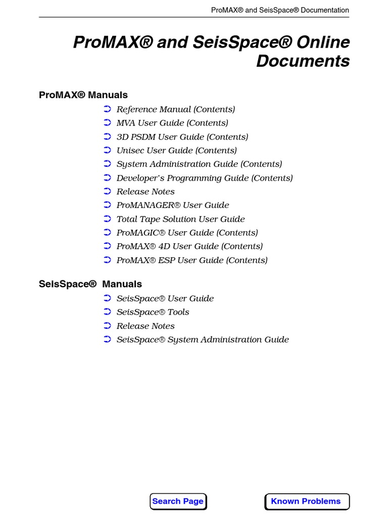 Promax® and Seisspace® Online Documents | PDF