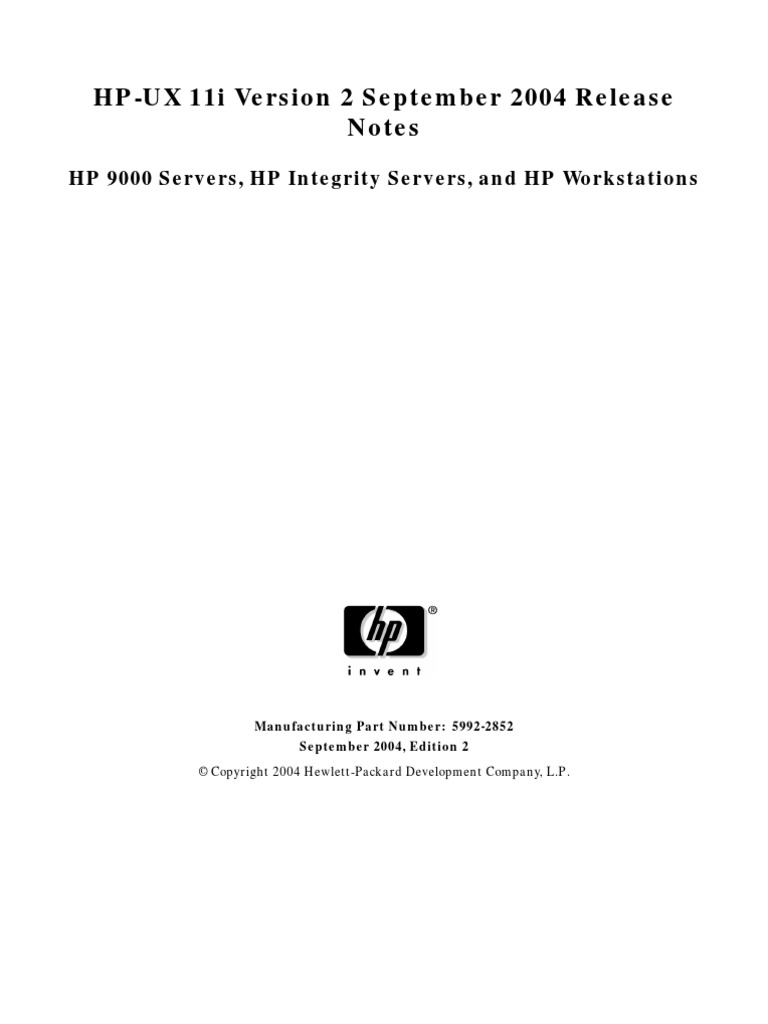 HP-UX 11i Version 2 September 2004 Release | PDF | Hewlett Packard | System Software