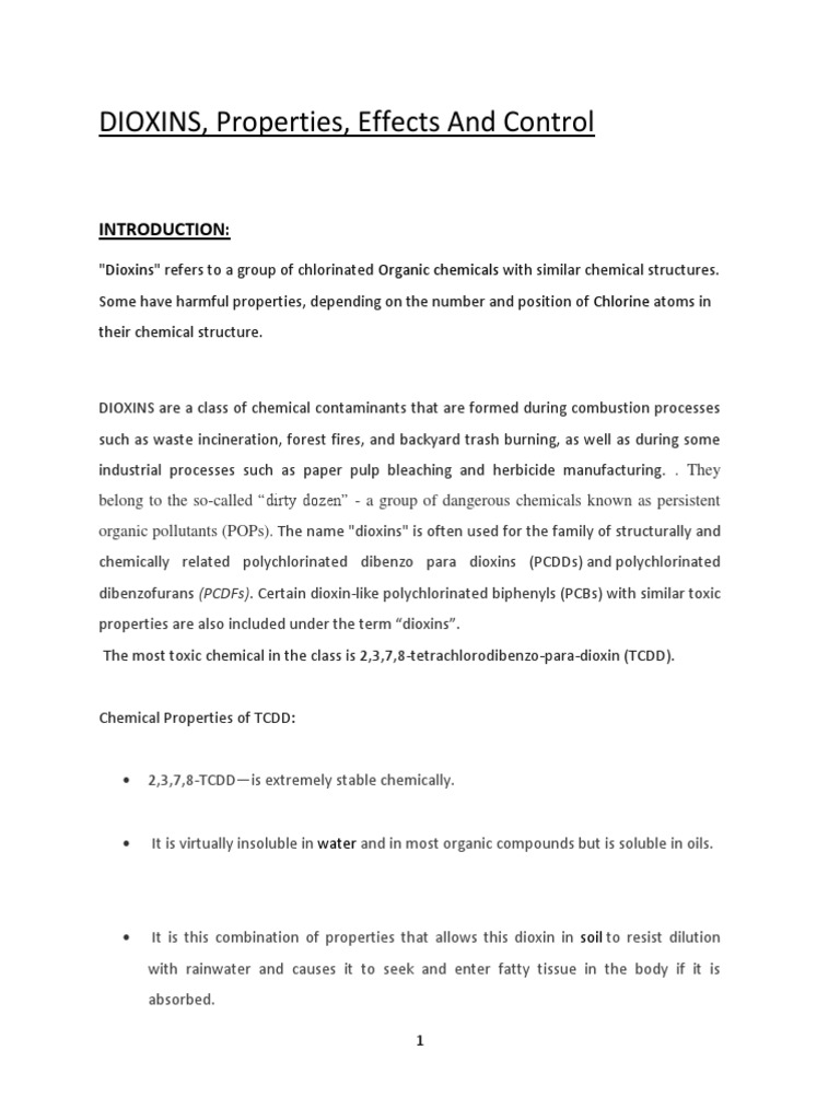 DIOXINS Final | PDF | Polychlorinated Dibenzodioxins | Incineration