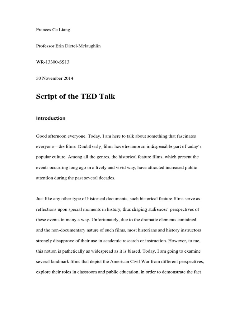 TED Talk Script | American Civil War | Slavery