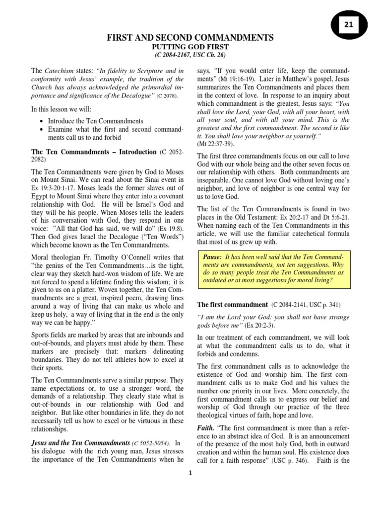 Catechism 21 | PDF | Ten Commandments | Idolatry