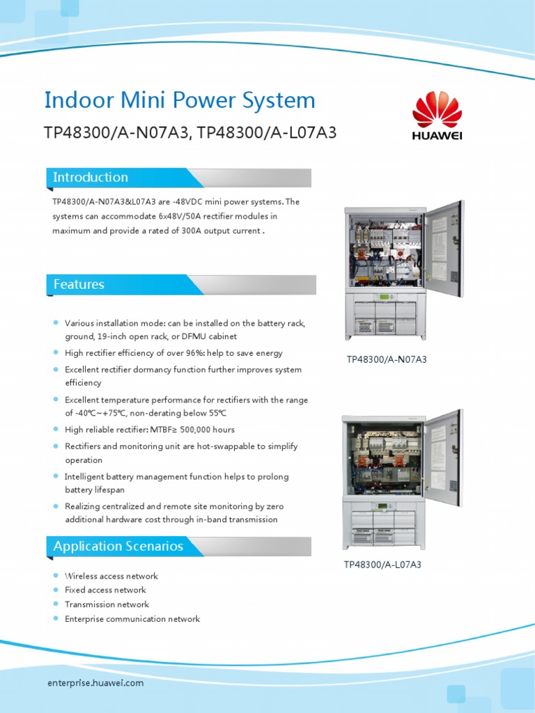 Huawei Indoor Power System TP48300-A-N07A3 L07A3 Datasheet | PDF ...