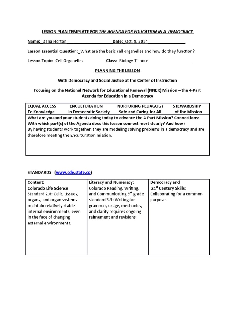 Cell Lesson Plan | PDF | Cognition | Pedagogy