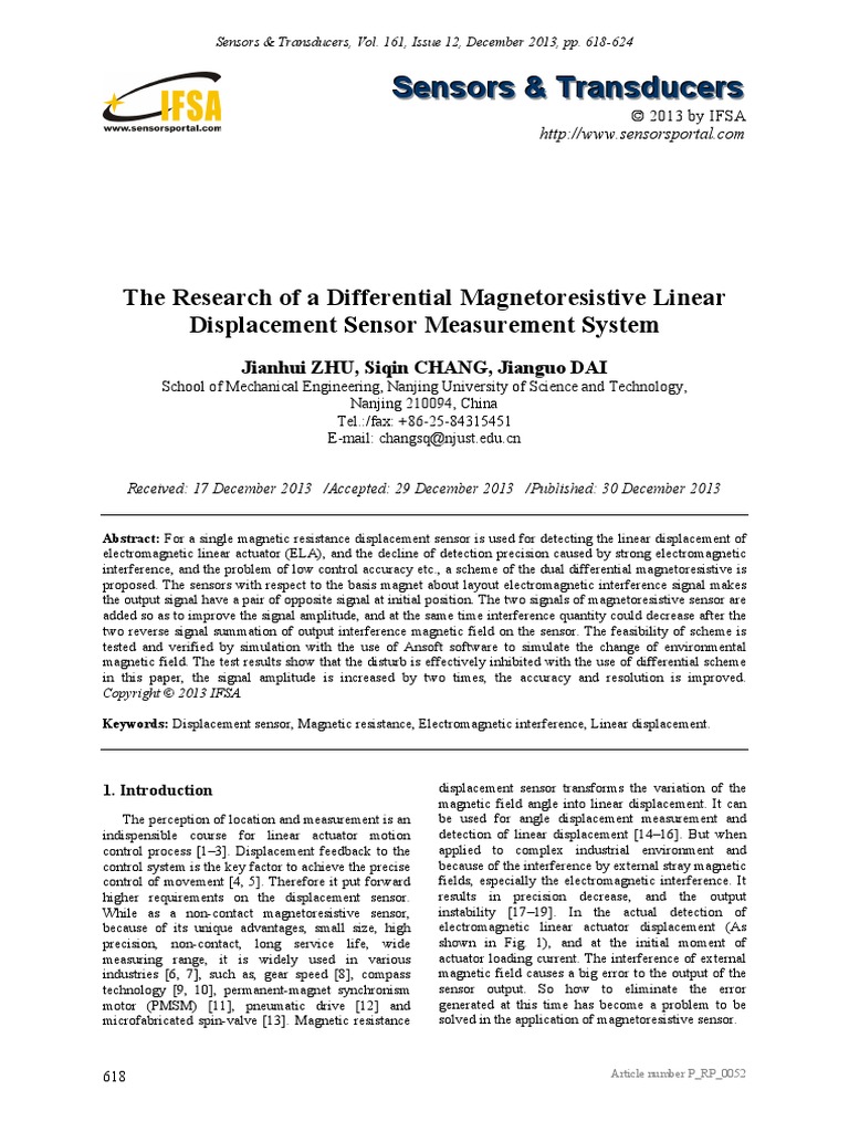 The Research of A Differential Magnetoresistive Linear Displacement ...