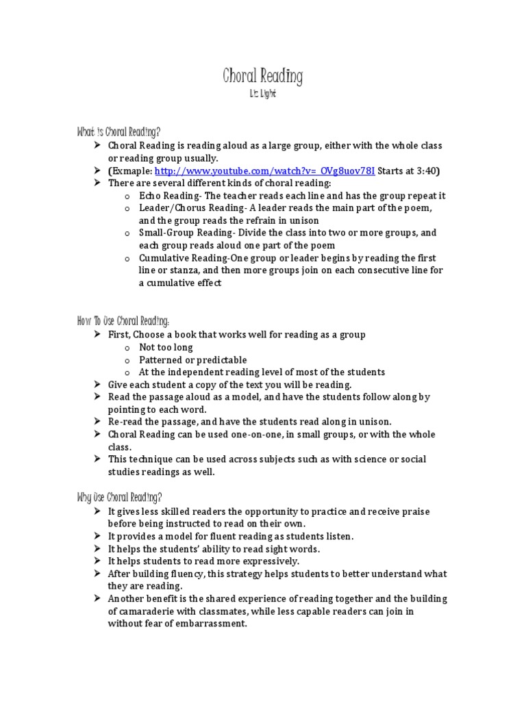 Choral Reading | PDF | Career & Growth | Foreign Language Studies