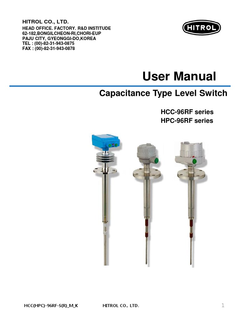 Capacitance Type Level Switch User Manual | PDF