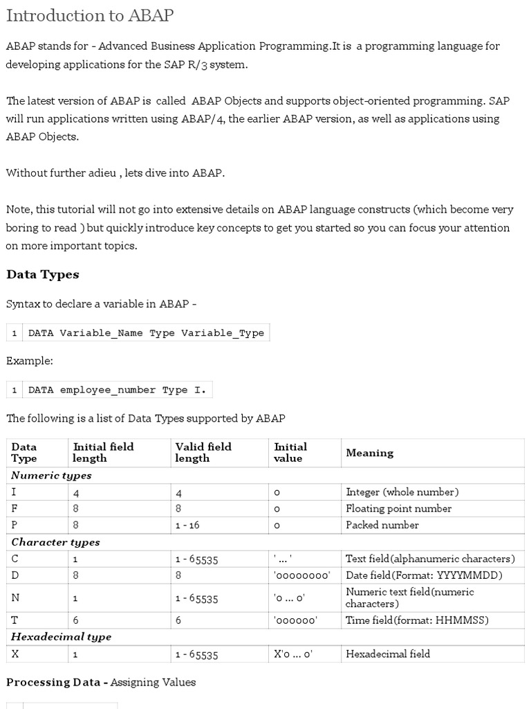 1.introduction To ABAP | PDF