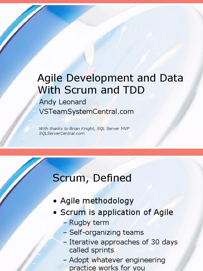 Agile Development and Data With Scrum and TDD 1 | Download Free PDF | Scrum (Software ...