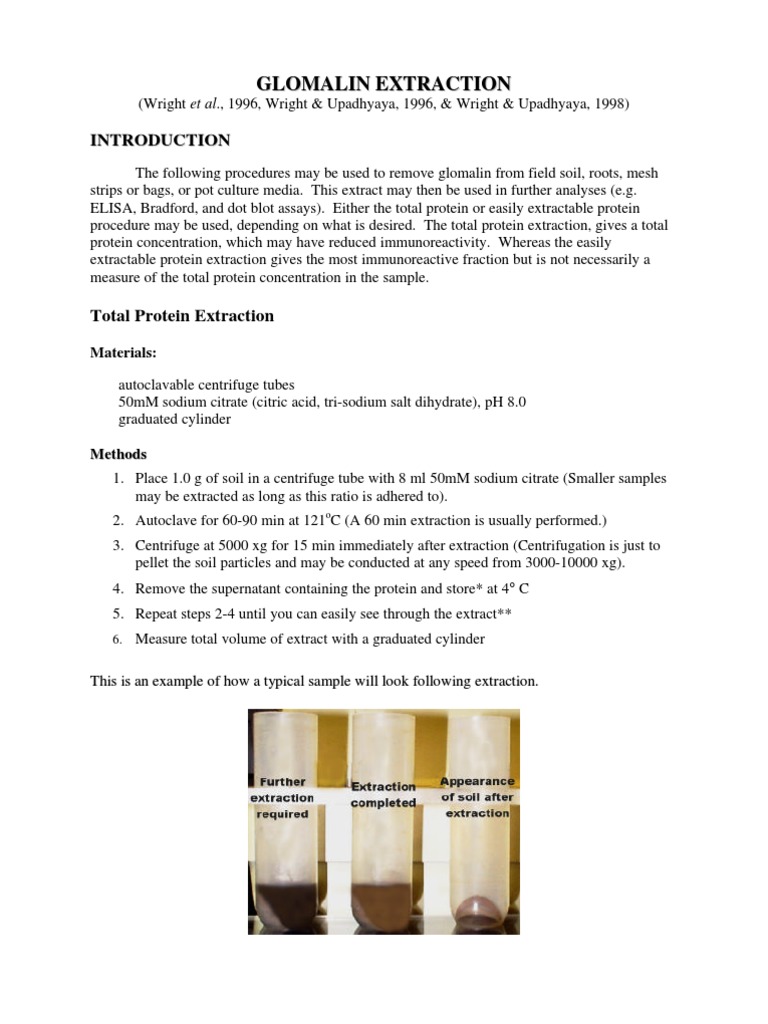 Glomalin Extract | PDF | Centrifugation | Centrifuge