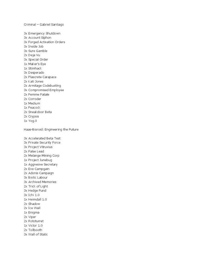 Android Netrunner Decklists | PDF | Law | Young Adult