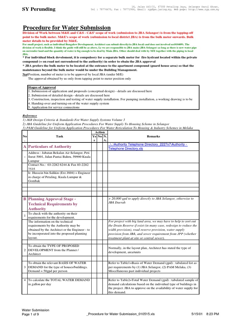 Water Supply Application Procedure JBA | PDF | Technology & Engineering