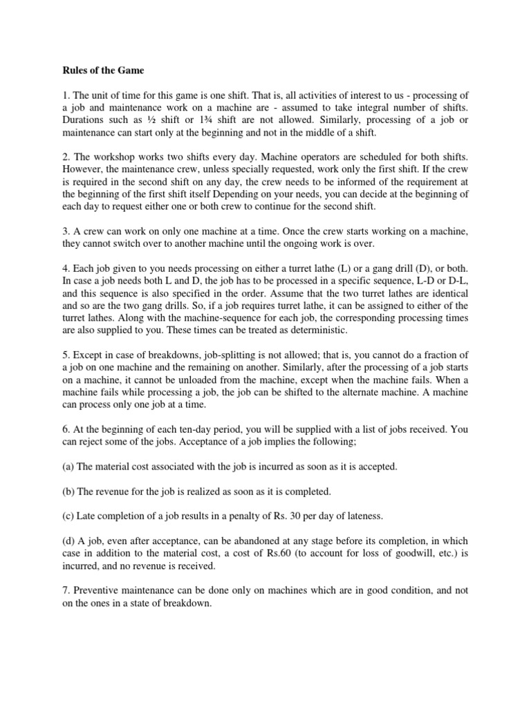 Maintenance Game | PDF | Reliability Engineering | Wellness