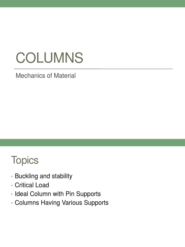 Structural Analysis For Columns | PDF | Buckling | Column