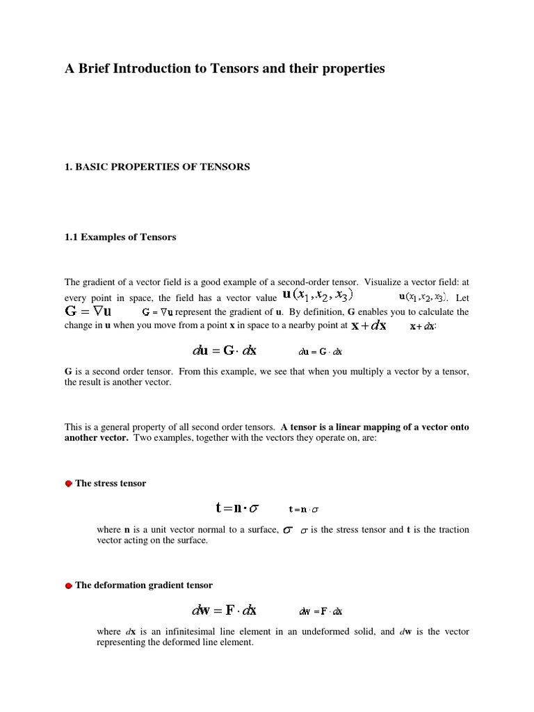 A Brief Introduction To Tensors and Their Properties | PDF | Eigenvalues And Eigenvectors | Tensor