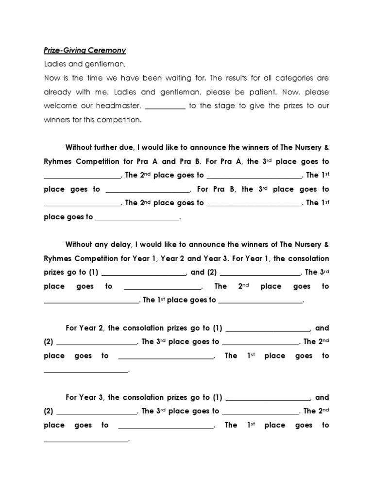 Script MC Prize-Giving (Sekolah) | PDF | Leisure
