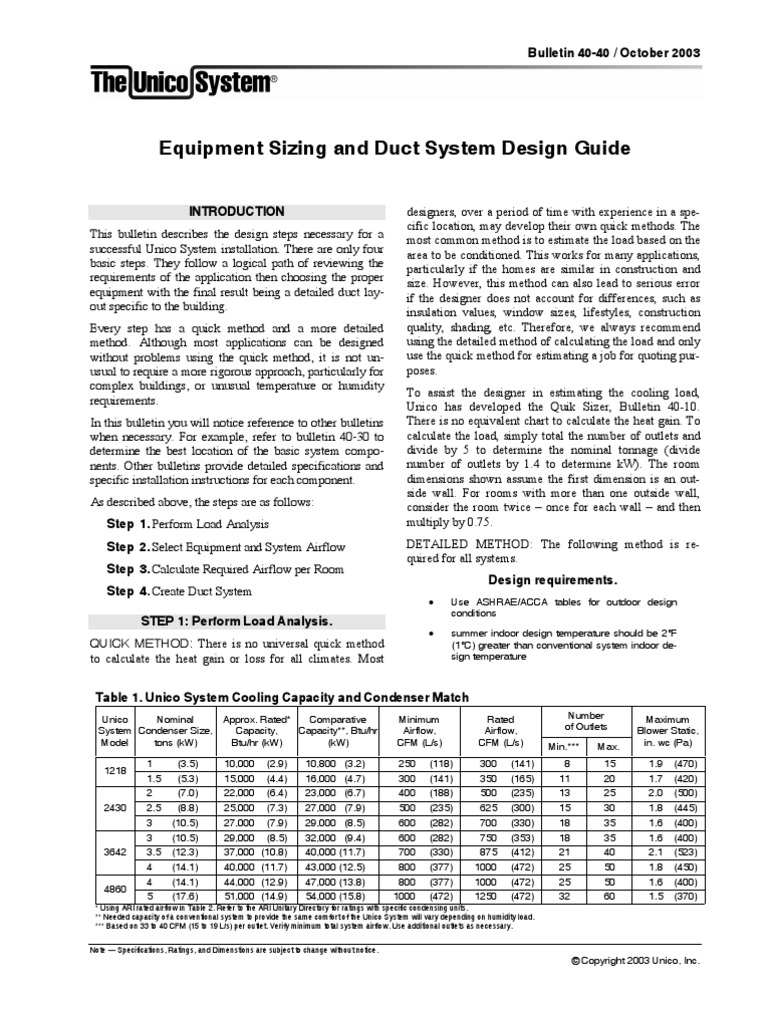 Equipment Sizing and Duct System Design Guide | PDF | Hvac | Heat Pump