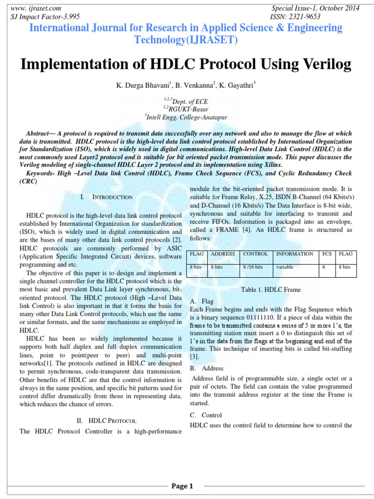 Implementation of HDLC Protocol Using Verilog | PDF | Communications Protocols | Electrical ...