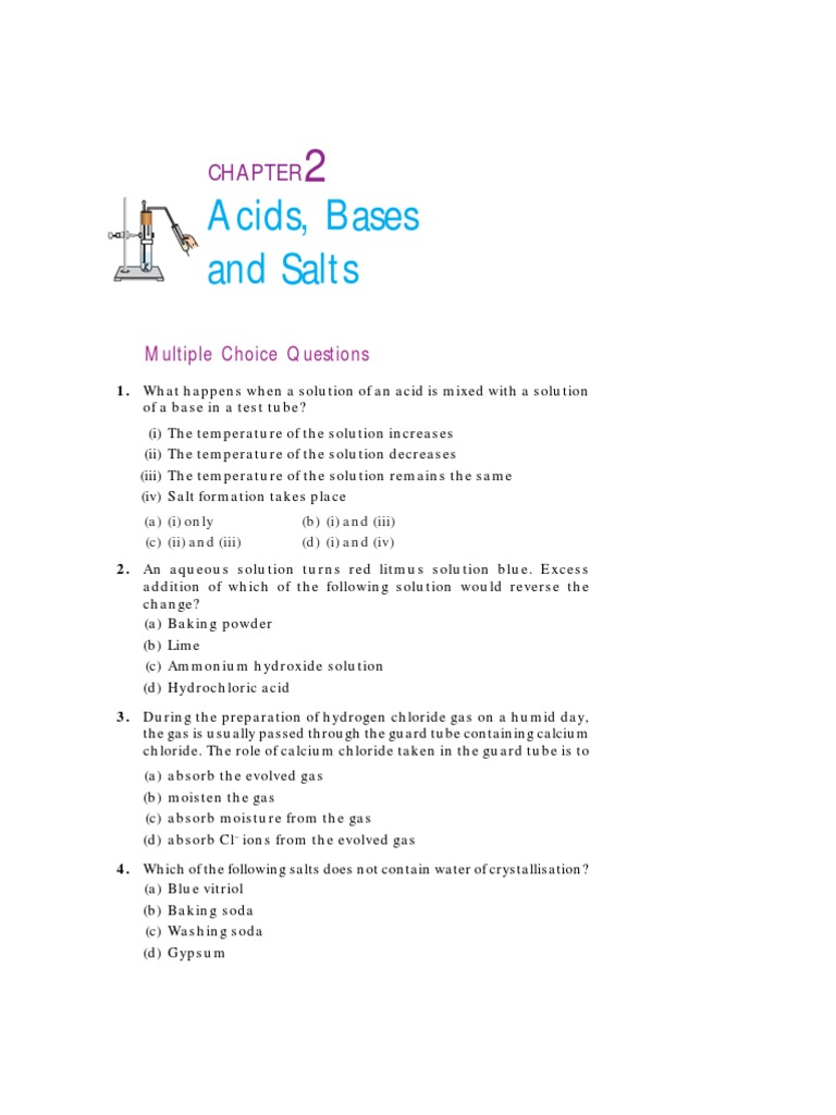 NCERT Class 10 Science Acids, Bases and Salts Questions PDF | PDF ...