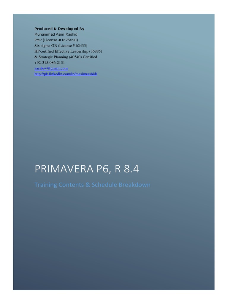 Oracle Primavera P6 Training Contents | PDF | Scheduling (Production Processes) | Computing
