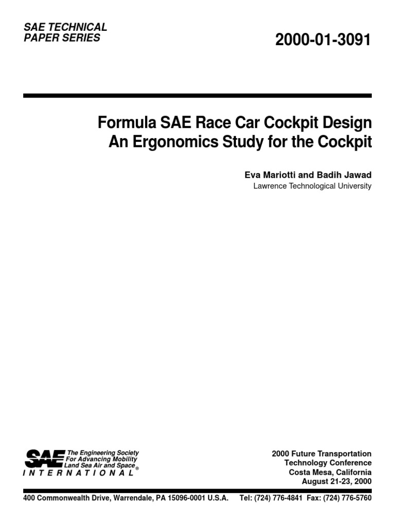 Formula Race Car Cockpit Design - Ergonomics Study | PDF | Steering ...