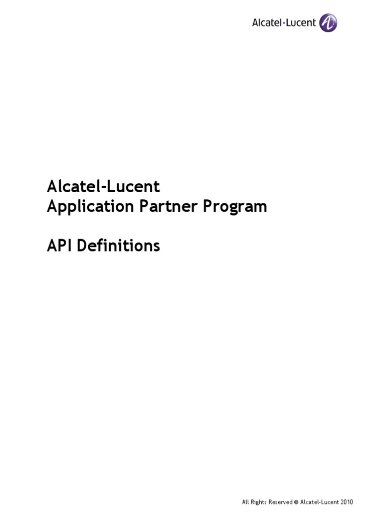 Alcatel-Lucent Application Partner Program API Definitions | PDF | Voice Over Ip | Session ...