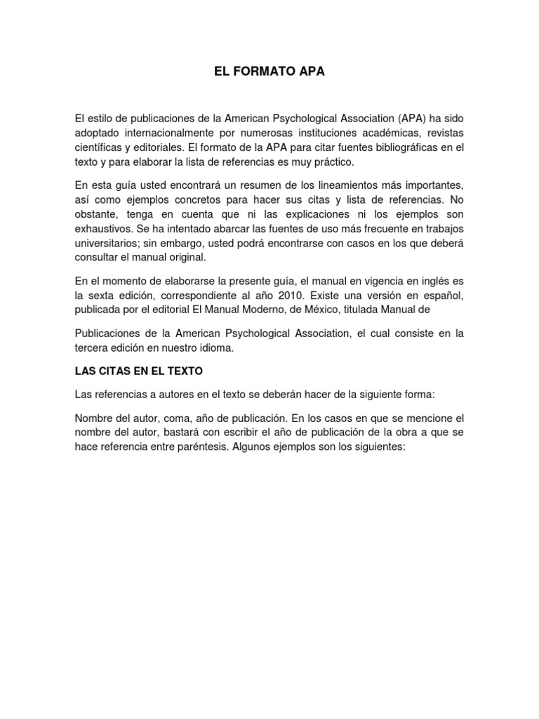 El Formato Apa | PDF | Comillas | Texto