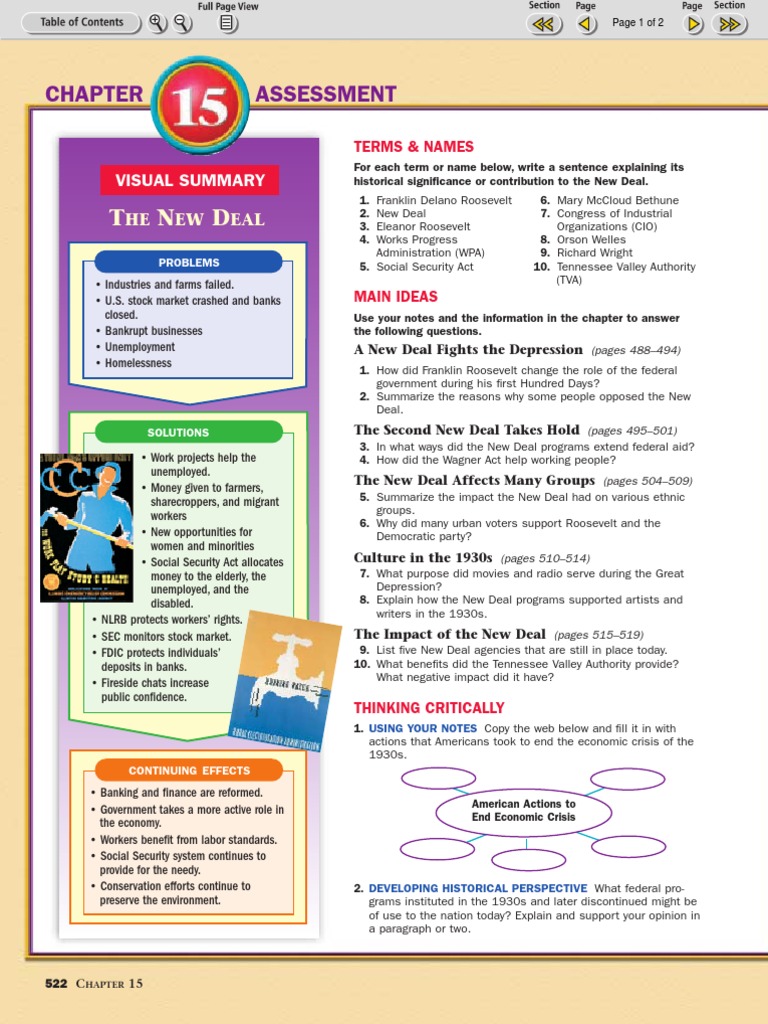 Chapter 15 Assessment | PDF | New Deal | Franklin D. Roosevelt