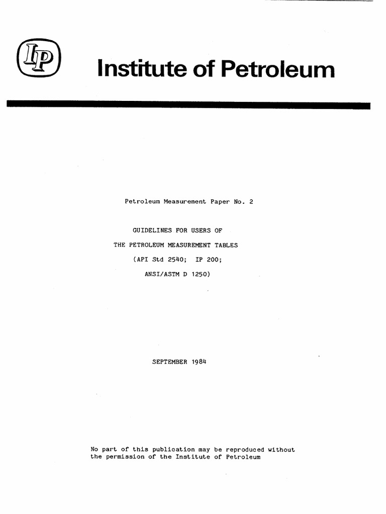 Inst of Petroleum Paper 2 - Petroleum Measurement-Pgs | PDF