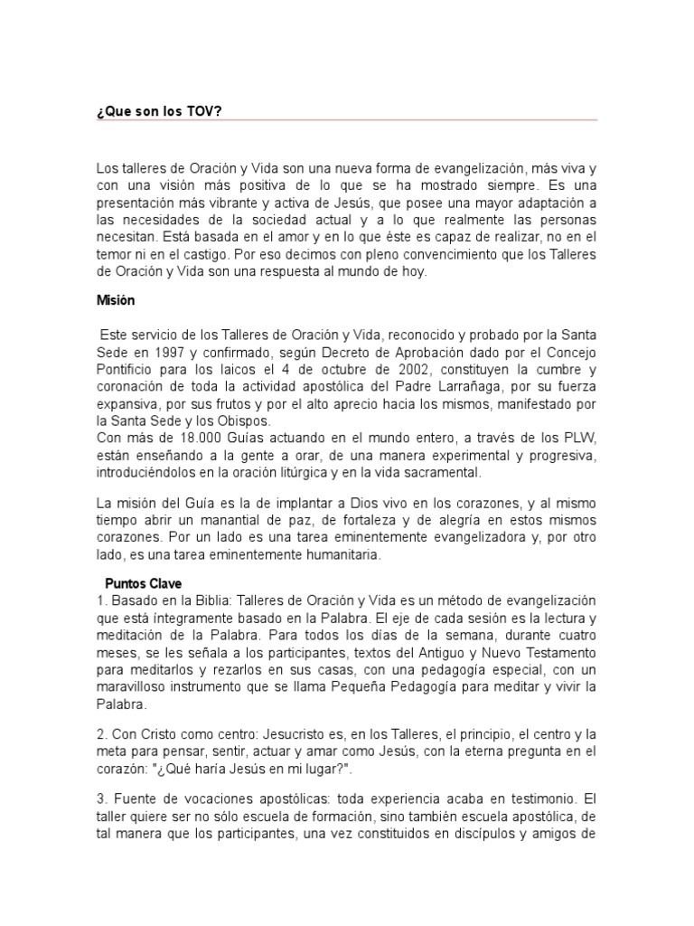 Que Son Los TOV | PDF | Oración | Jesús
