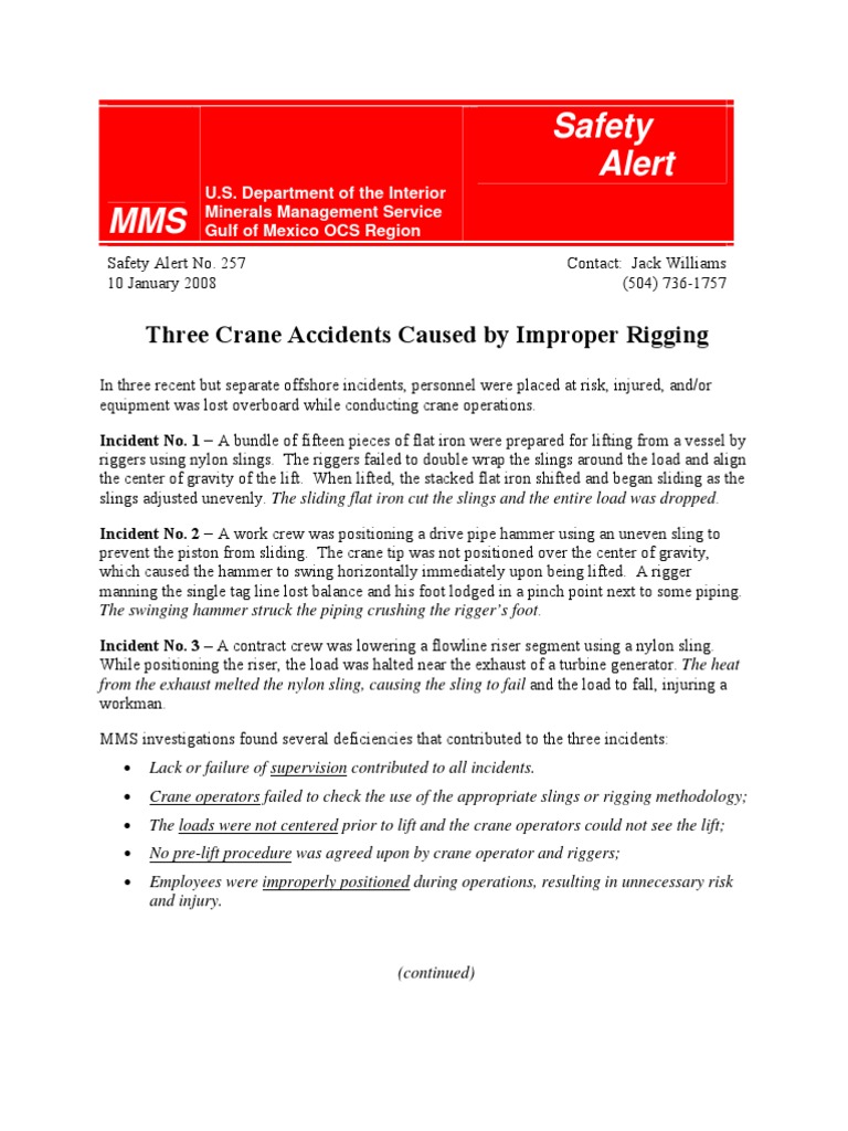 Three Crane Accidents Caused by Improper Rigging | PDF | Crane (Machine ...