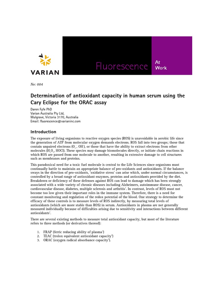 Orac Method | PDF | Reactive Oxygen Species | Antioxidant