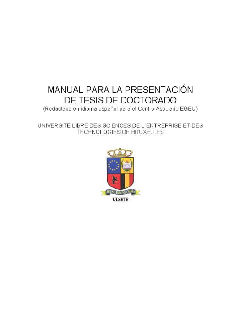 Manual para Presentacion de Tesis Doctorado Ulsetb Egeu | PDF