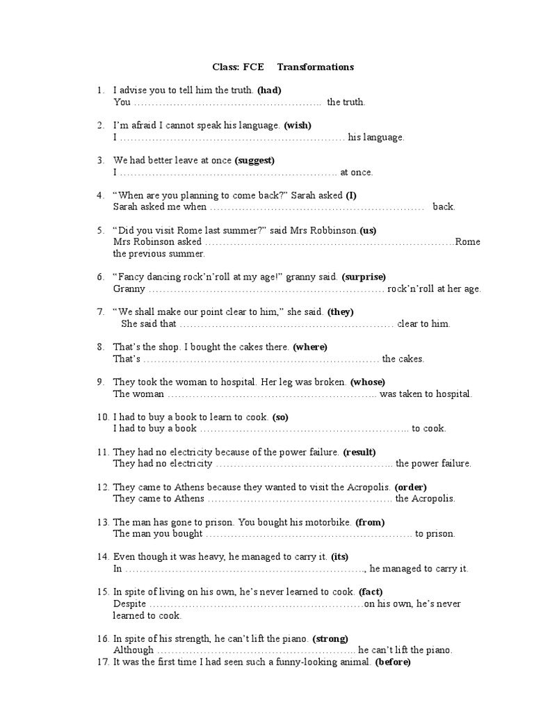 FCE Transformations | PDF | Classics