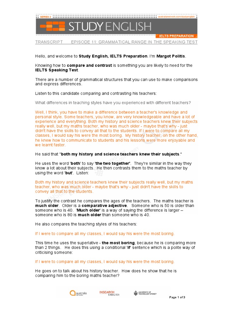 IELTS Speaking Transcript | Download Free PDF | Language Mechanics | Style (Fiction)