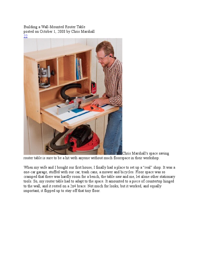Building A Wall-Mounted Router Table | PDF | Cabinetry | Plywood