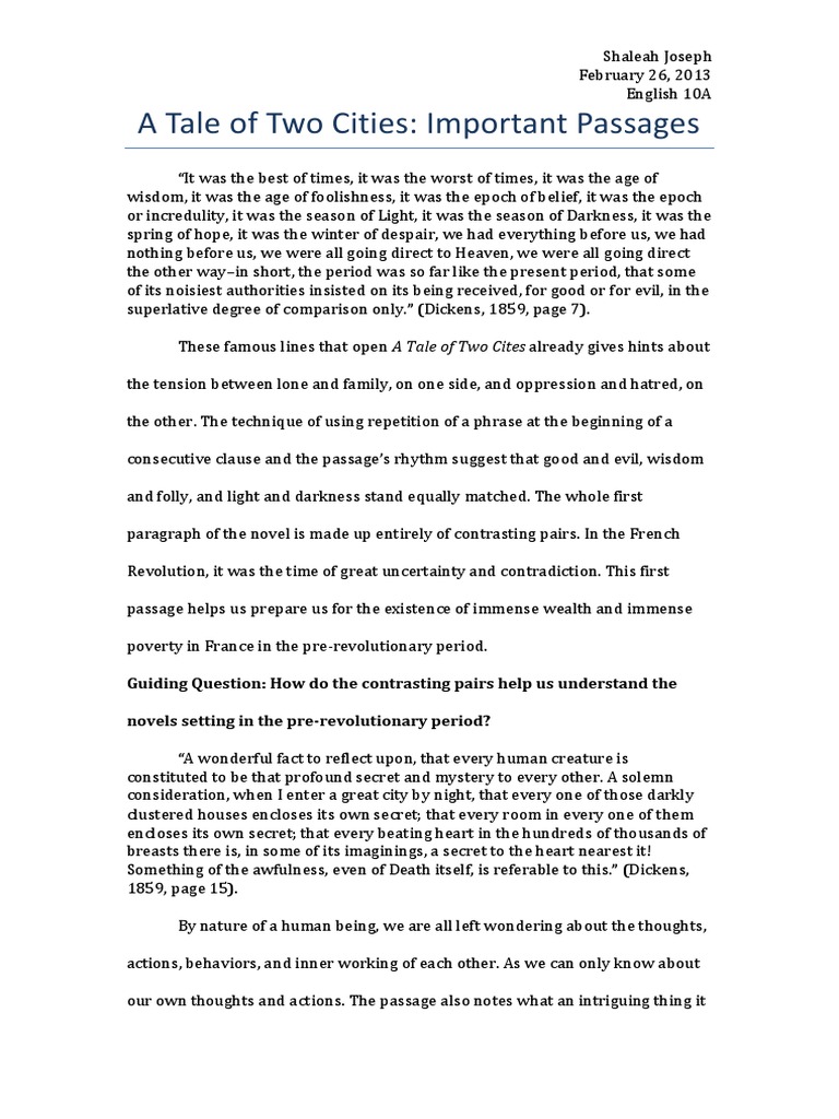 Symbolism in A Tale of Two Cities | PDF | A Tale Of Two Cities