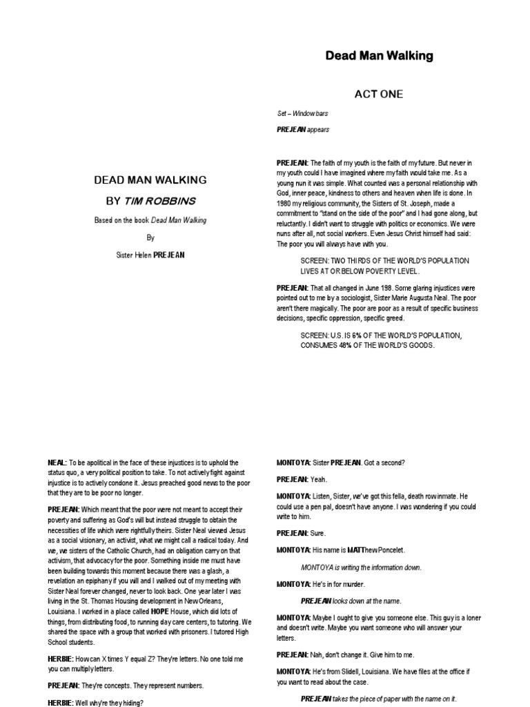 Dead Man Walking Script | PDF | Judiciary (System Of Justice) | Violence