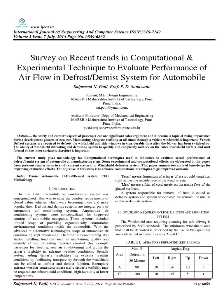 Air Flow Analysis For Defroster and Ventilation System of A Passanger ...
