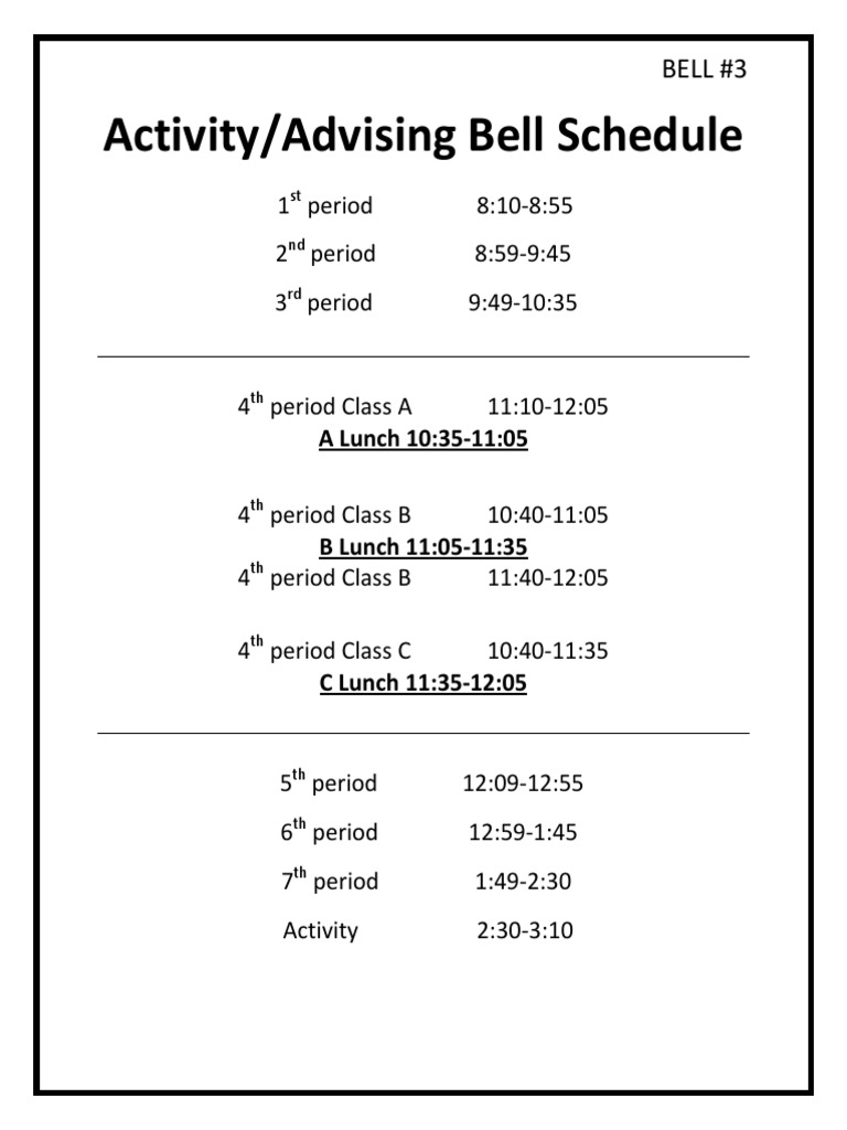 3rd Bell Schedule | PDF