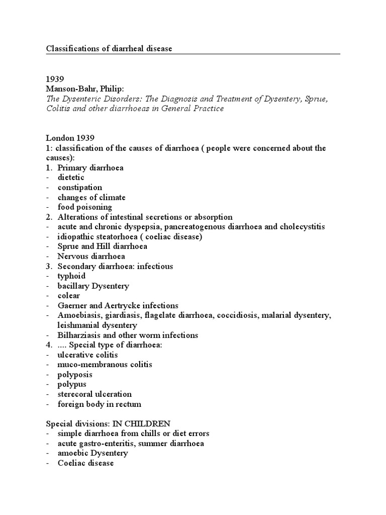 Diarrhea Classification Overview | PDF | Diarrhea | Infection