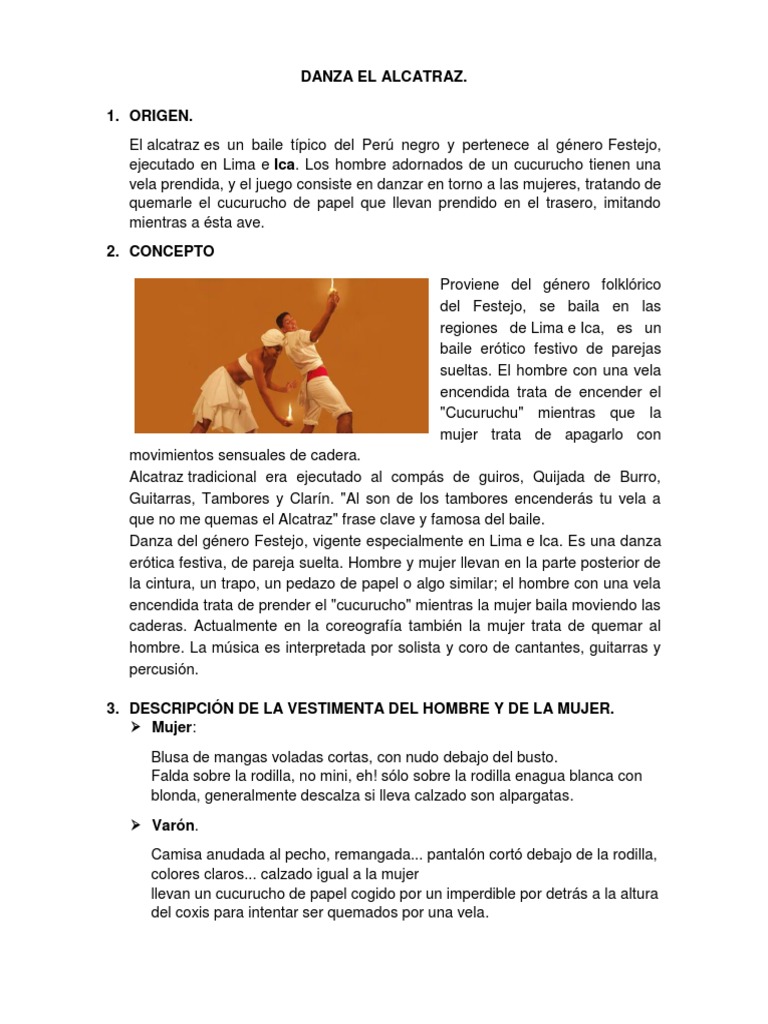 Danza El Alcatraz: Origen y Vestimenta | PDF | Ropa | Bailes